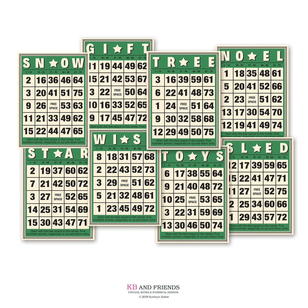 Digital Christmas Bingo Cards / 8 Decorative Green Tags for Crafts ...