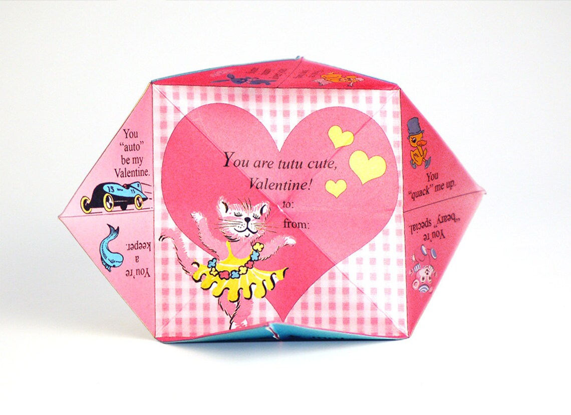 Digital Valentine cootie catcher / Valentine's Day card / | Etsy