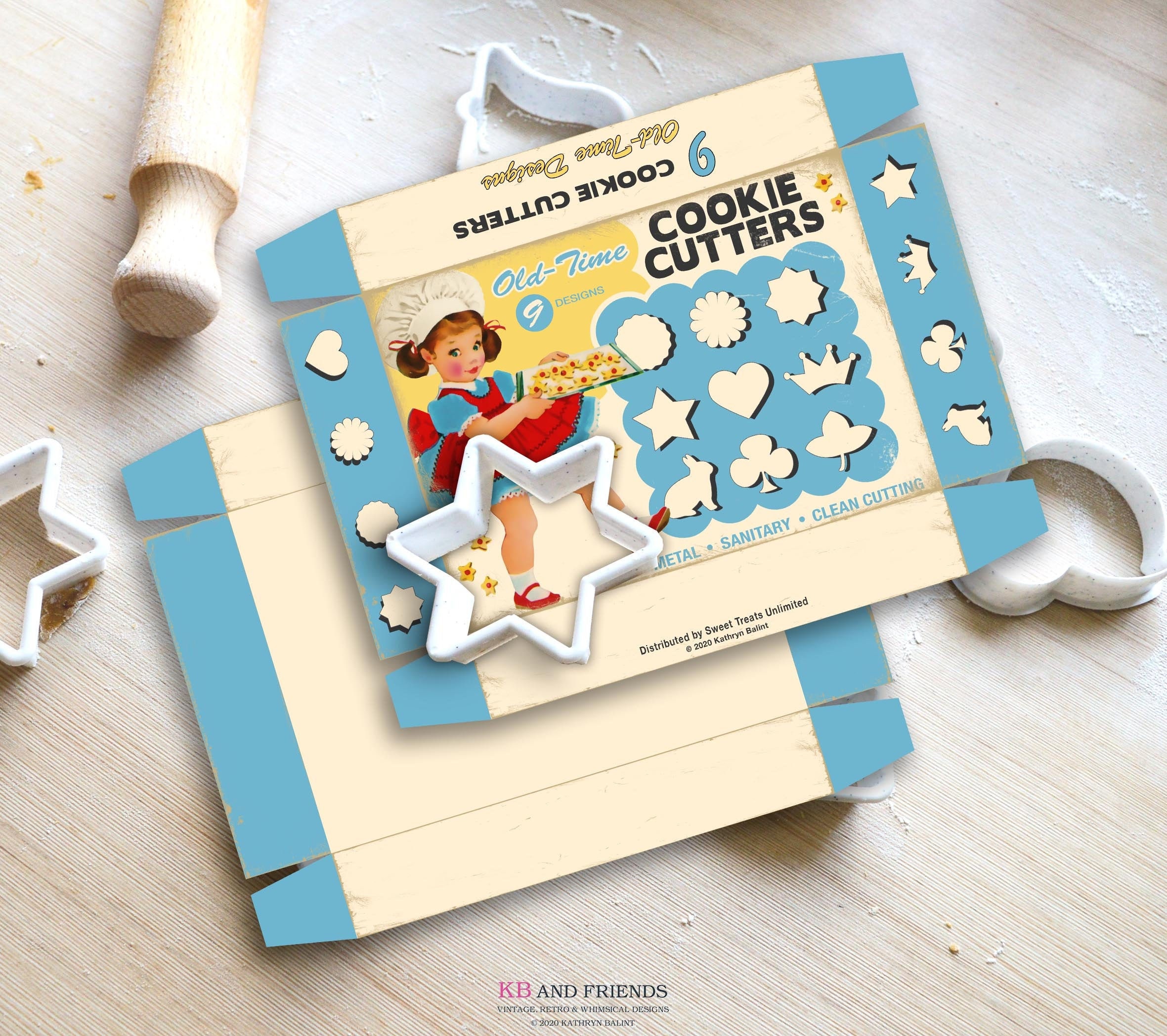 Printable Retro Girl Cookie Cutter Box/ 5 X 7 X | Etsy