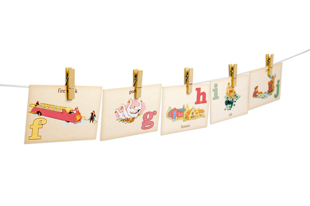 Digital ABC Flashcards With Vintage Style / Alphabet Flash Cards ...