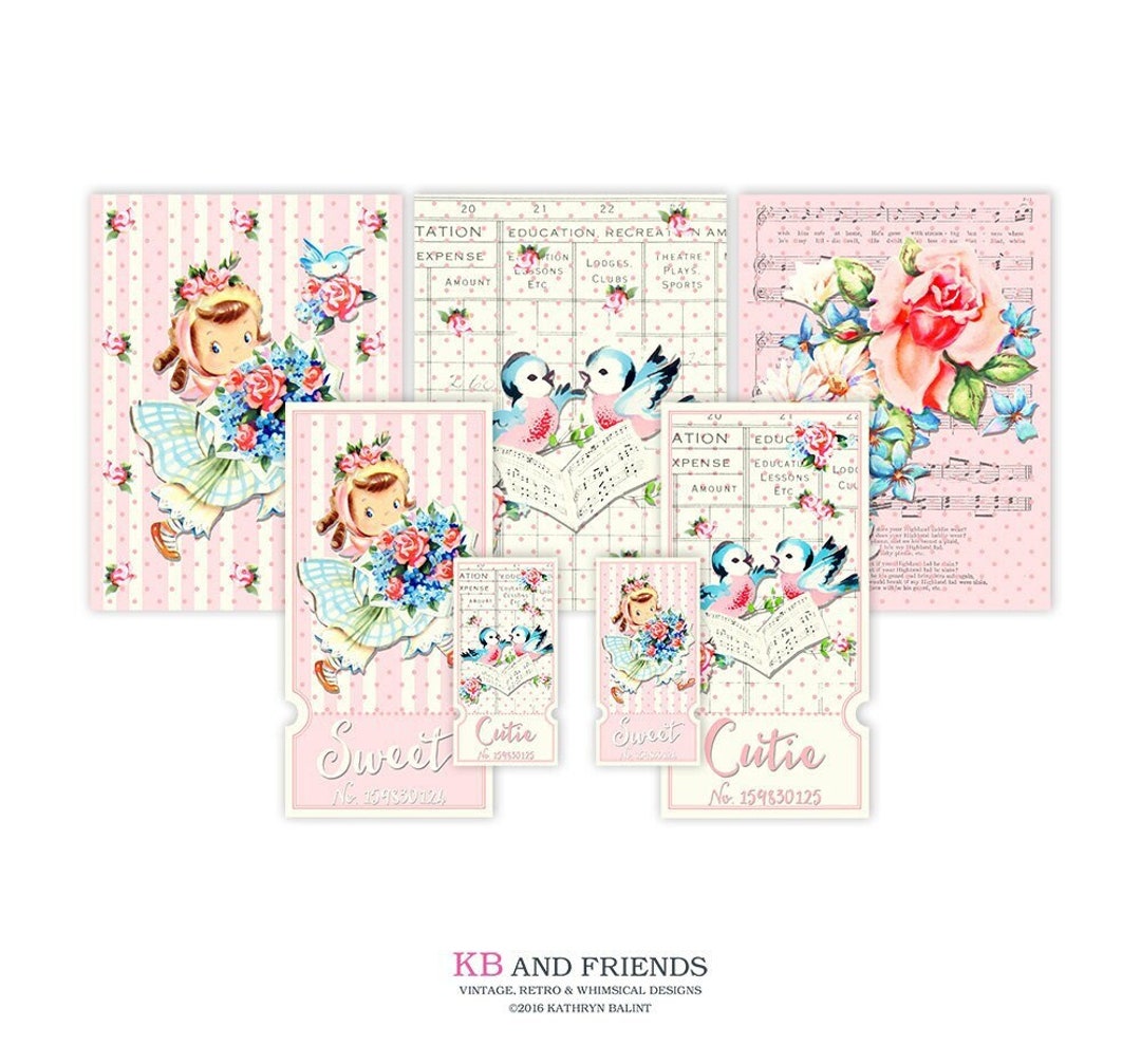 Shabby Spring Printable Tickets and Cards / Vintage Collage Sheet ...