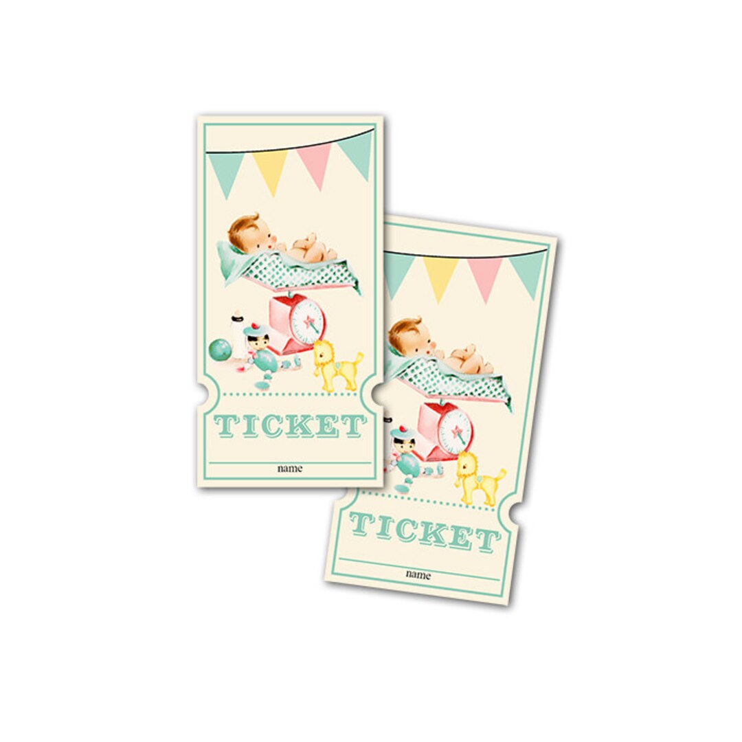 Digital Vintage Baby Shower Raffle Tickets / Gender Neutral Baby ...