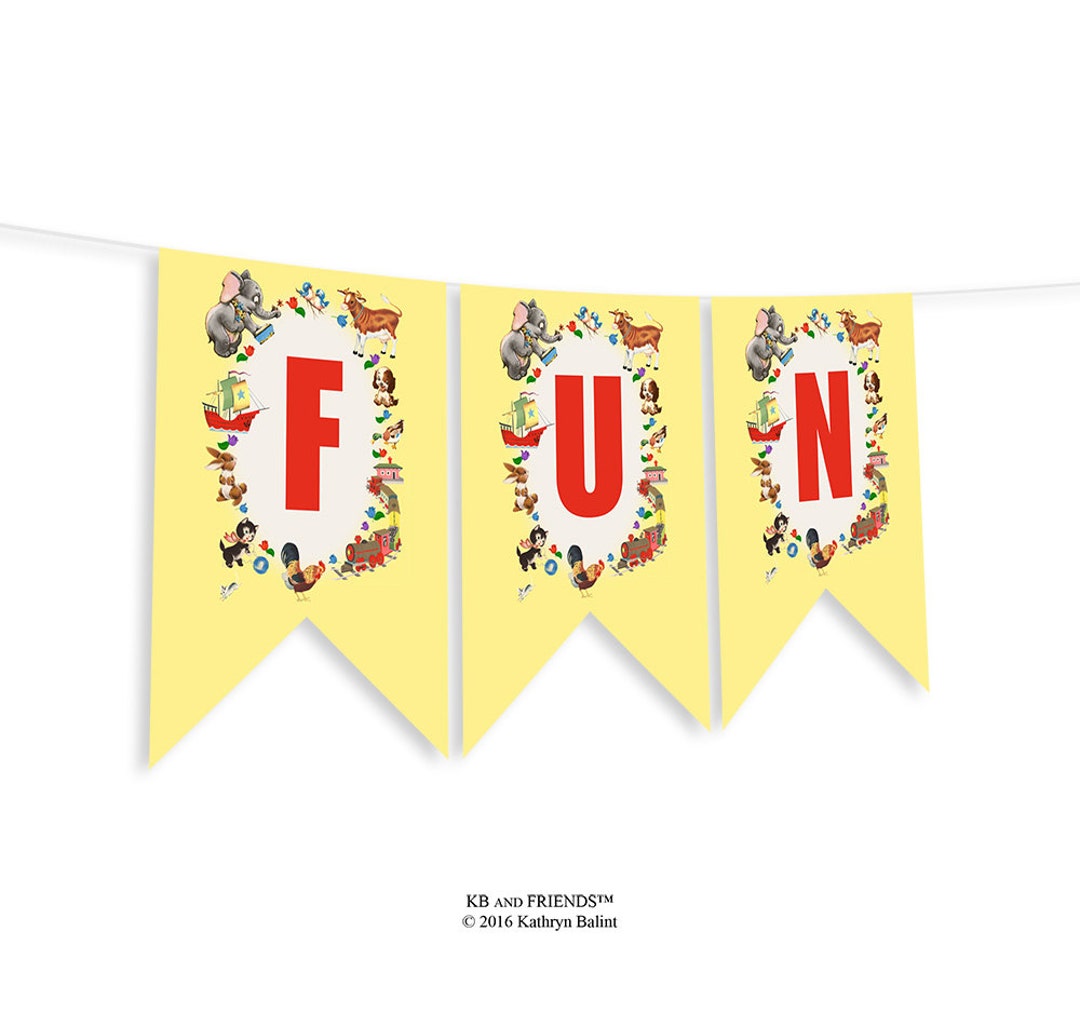 Digital Book Themed Party Banner / Alphabet Pennants / Printable ...