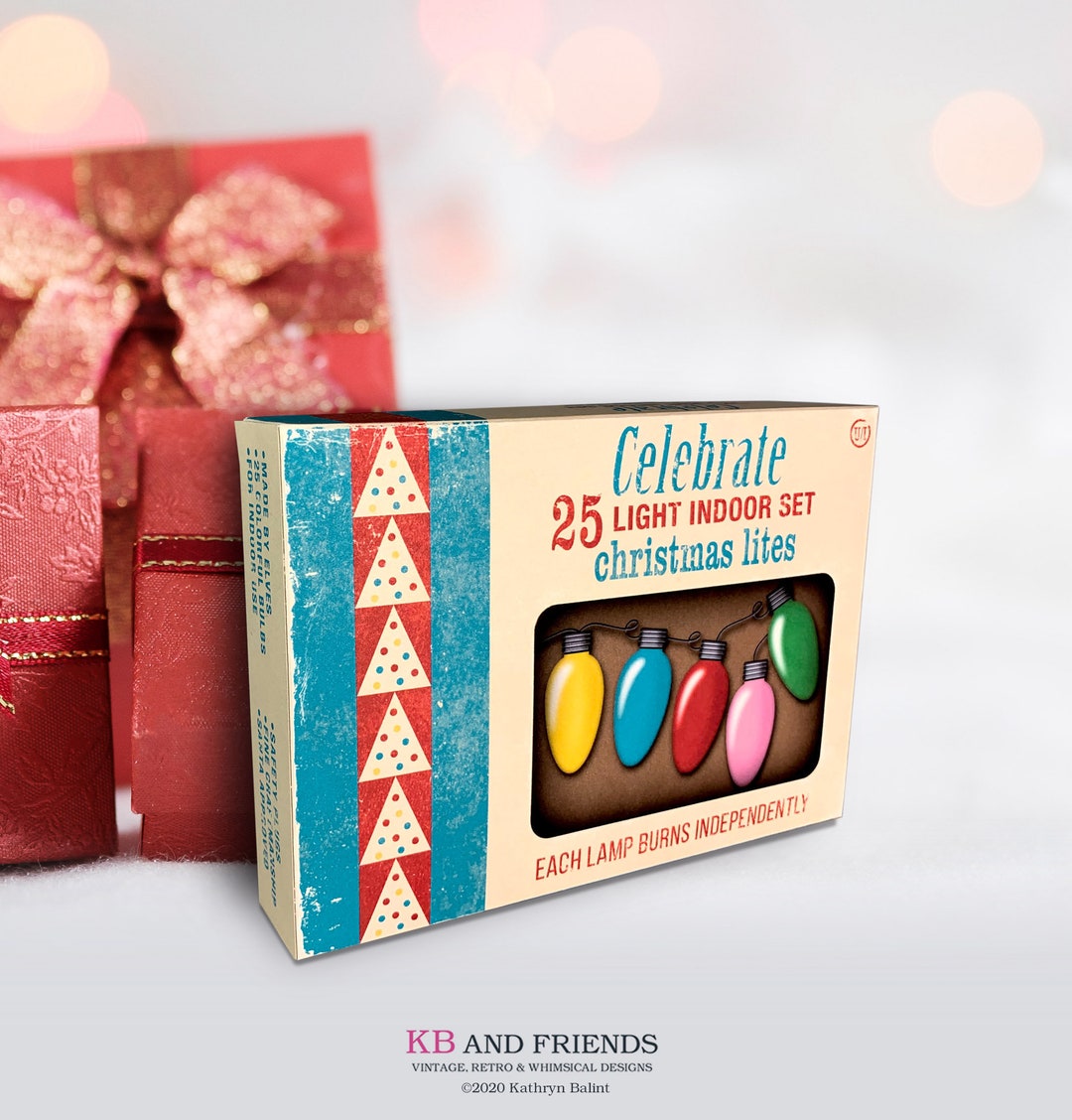 Printable Vintage Style Christmas Lights Box: DIY Gift Box (digital ...