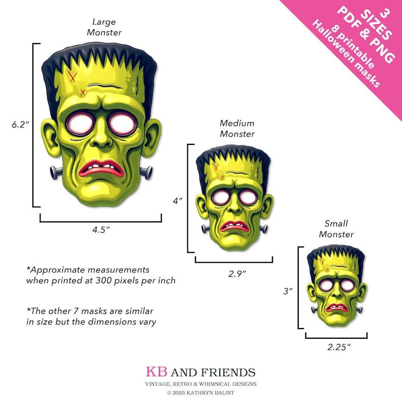 8 Spooky Halloween Masks: Vintage Style Printable Witch, Mummy, Monster ...