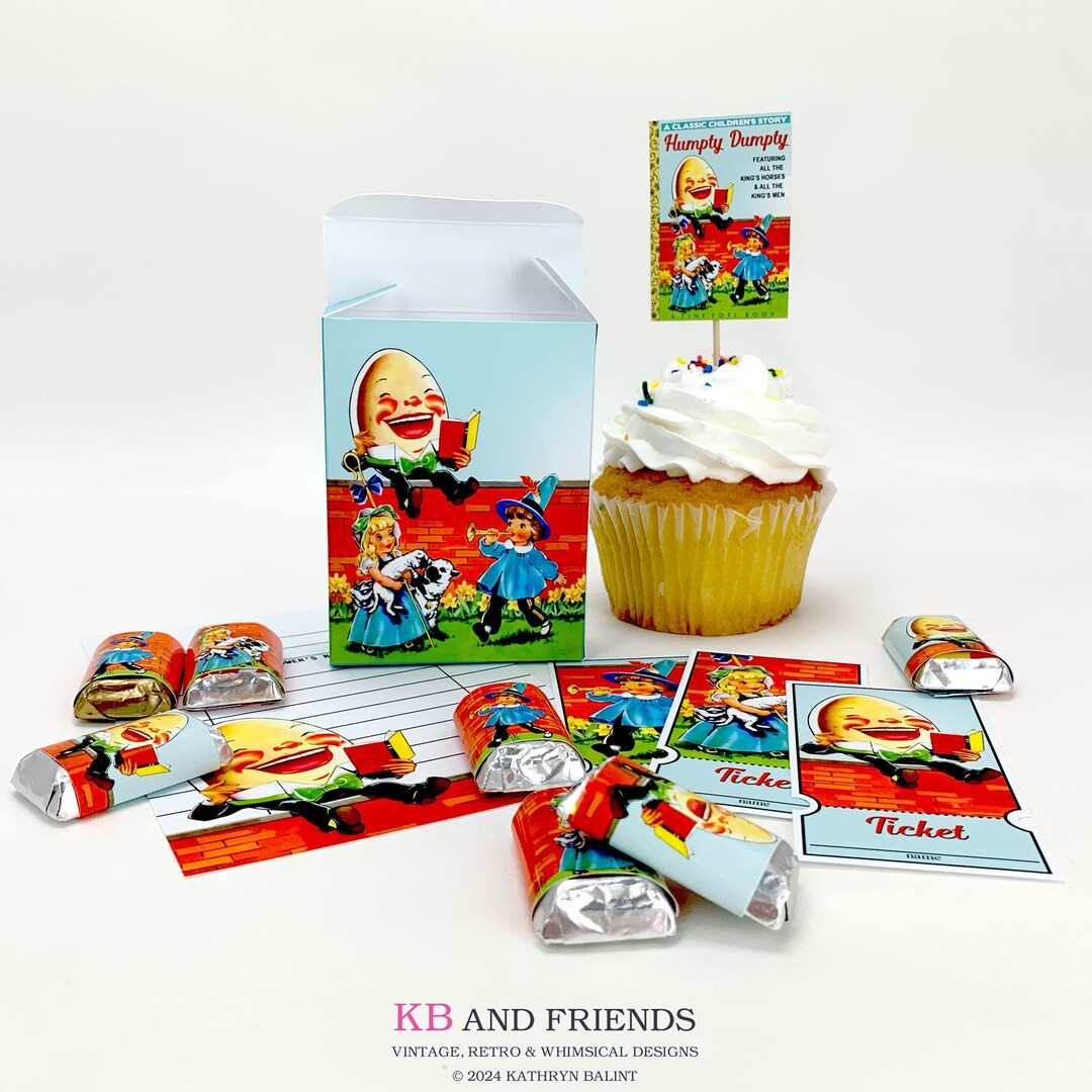 Printable "humpty Dumpty" Nursery Rhyme Retro-style DIY Party Kit ...