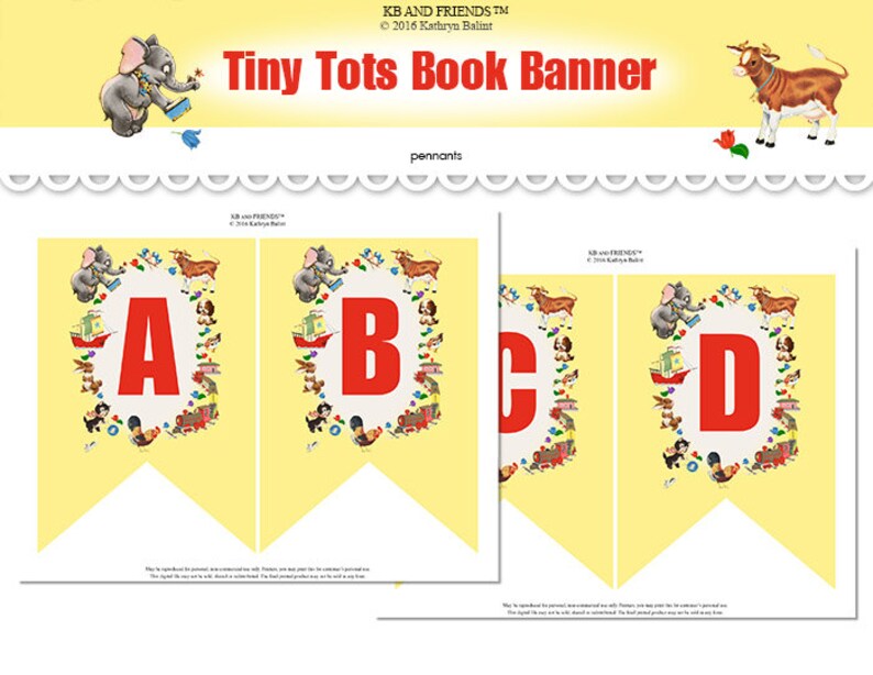 Retro Style Book Theme Printable Party Banner: Golden Yellow Storybook ...