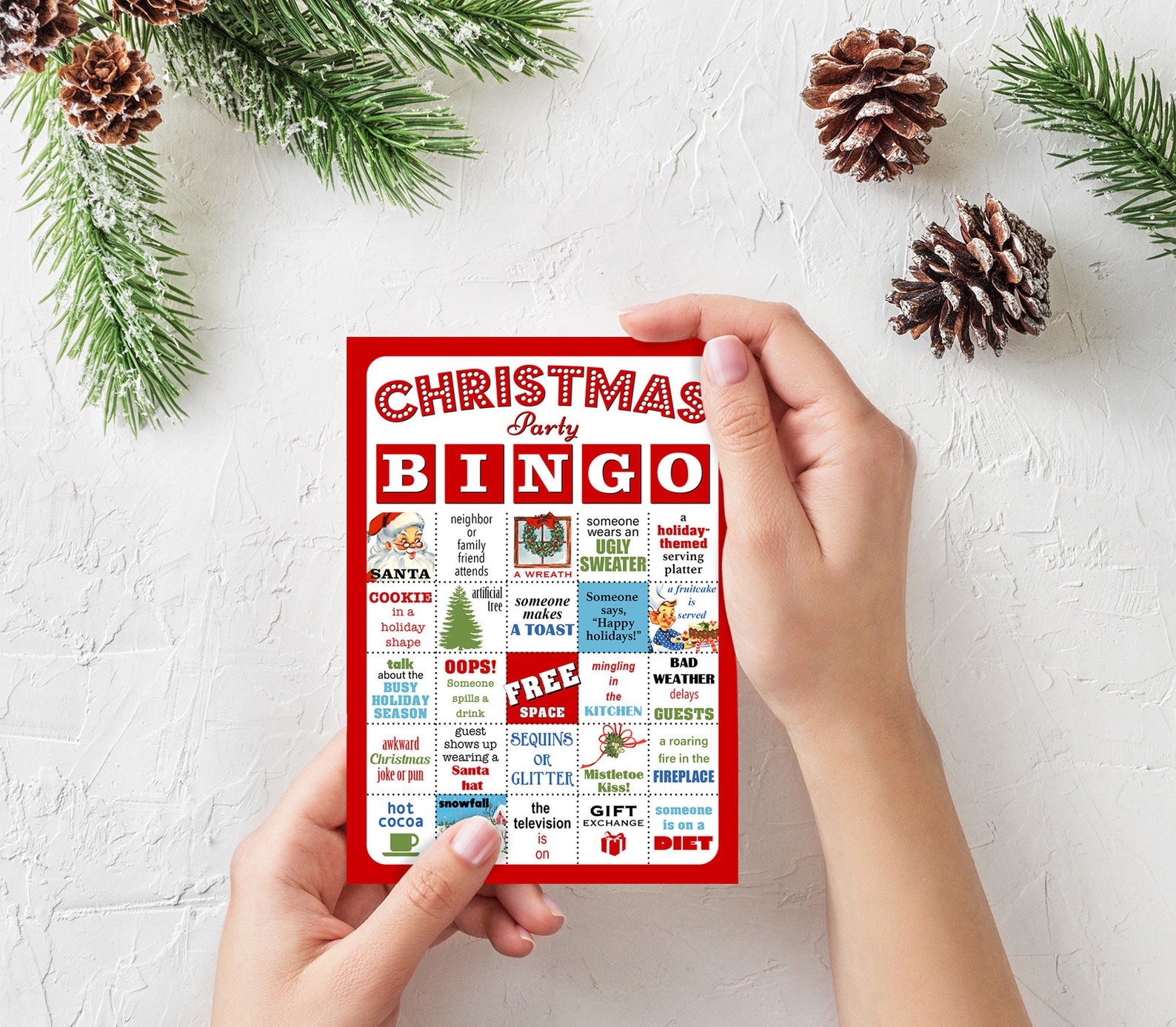 Digital Christmas Party Bingo Card Party Game Kit / DIY / Red - Etsy