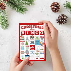Digital Christmas Party Bingo Card Party Game Kit / DIY / Red ...