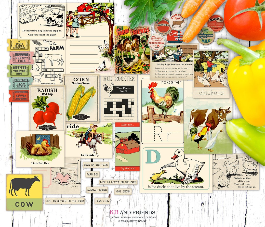 Vintage Printable Farm & Animals Ephemera and Cards for Crafts ...