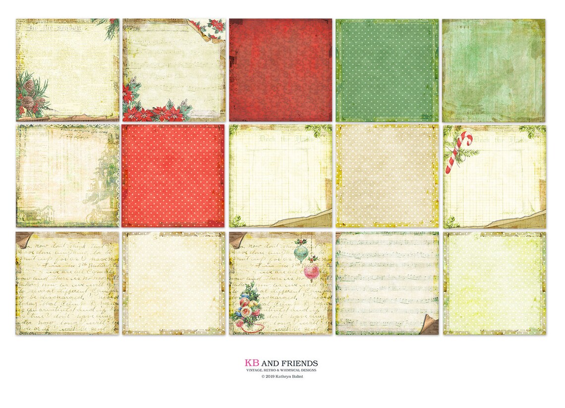 Vintage Style Christmas Digital Scrapbook Paper: Elegant Collage ...