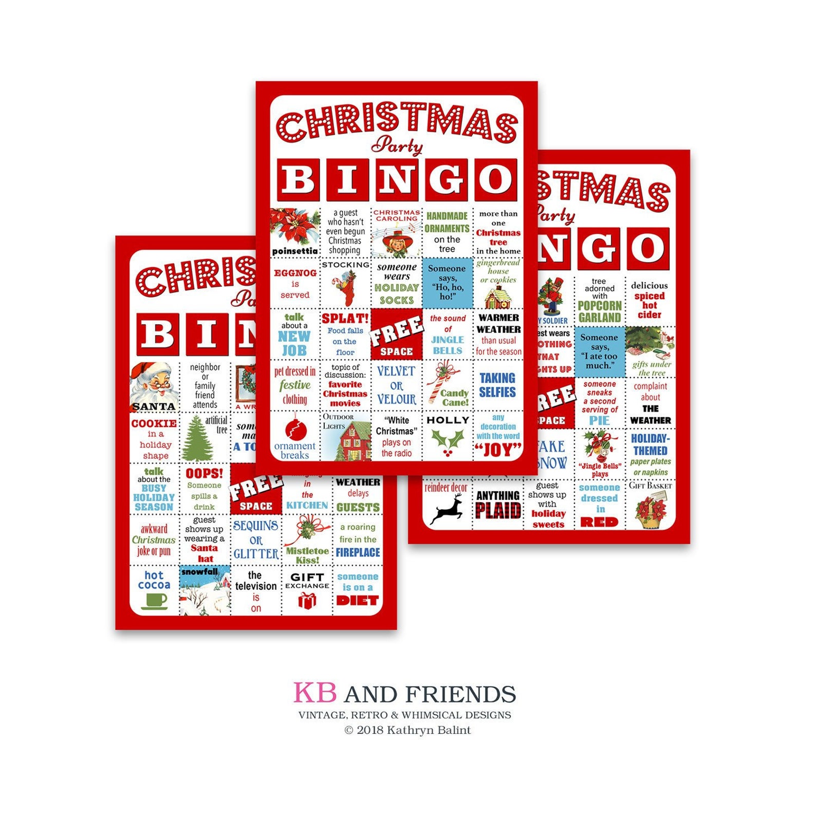 Digital Christmas Party Bingo Card Party Game Kit / DIY / Red - Etsy