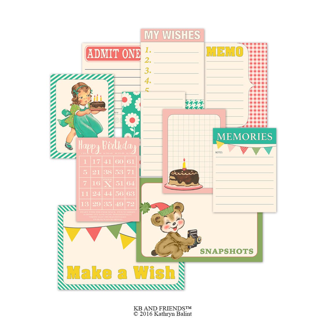 Digital Birthday Journal Cards/ Digital Pocket Scrapbooking ...