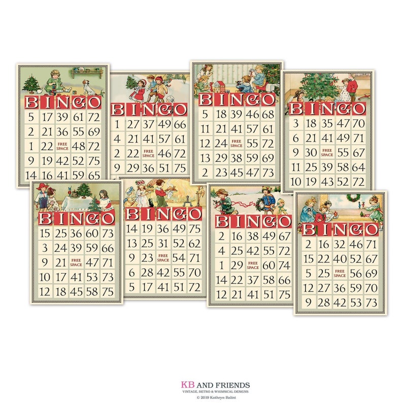 Victorian Style Christmas Decorative Bingo Cards: Printable (digital ...