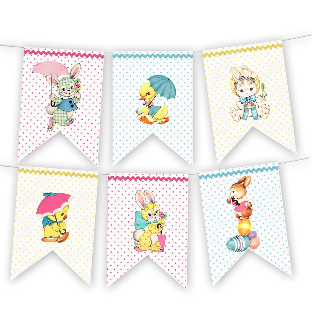 Digital Vintage Easter Spring Banner / DIY / Pennants With - Etsy