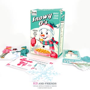 Retro Style Snowy O's Cereal Box Printable Template and Winter Ephemera ...