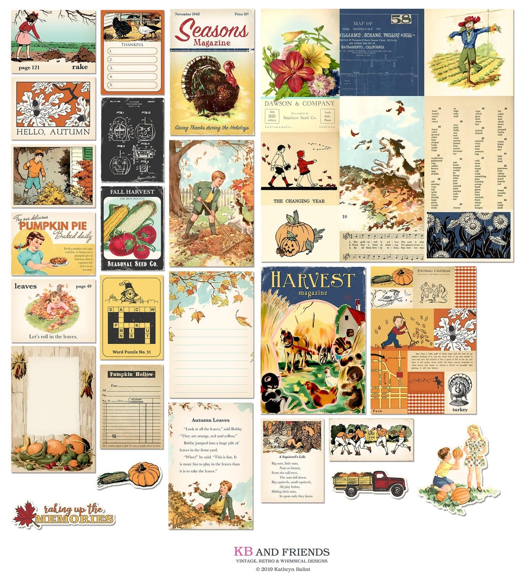 Vintage Style Autumn Ephemera: Printable Fall Scrapbook & Journal Cards ...
