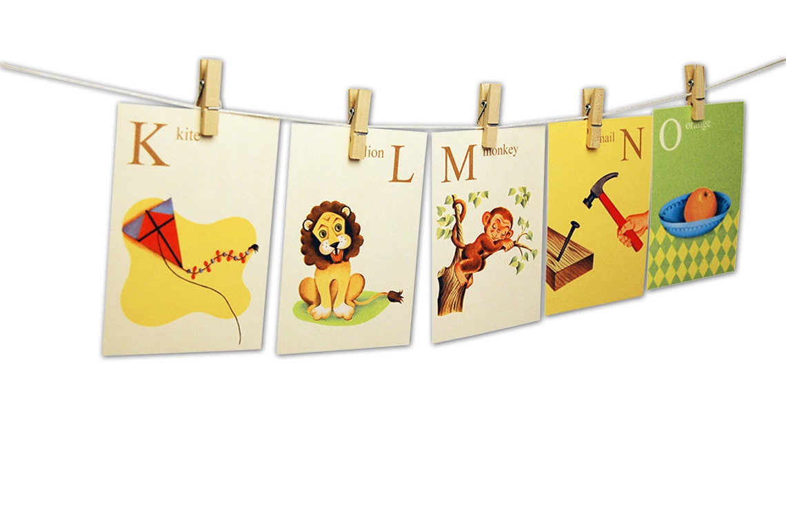 Digital Vintage ABC Flashcards / Printable Nursery Wall Art / | Etsy