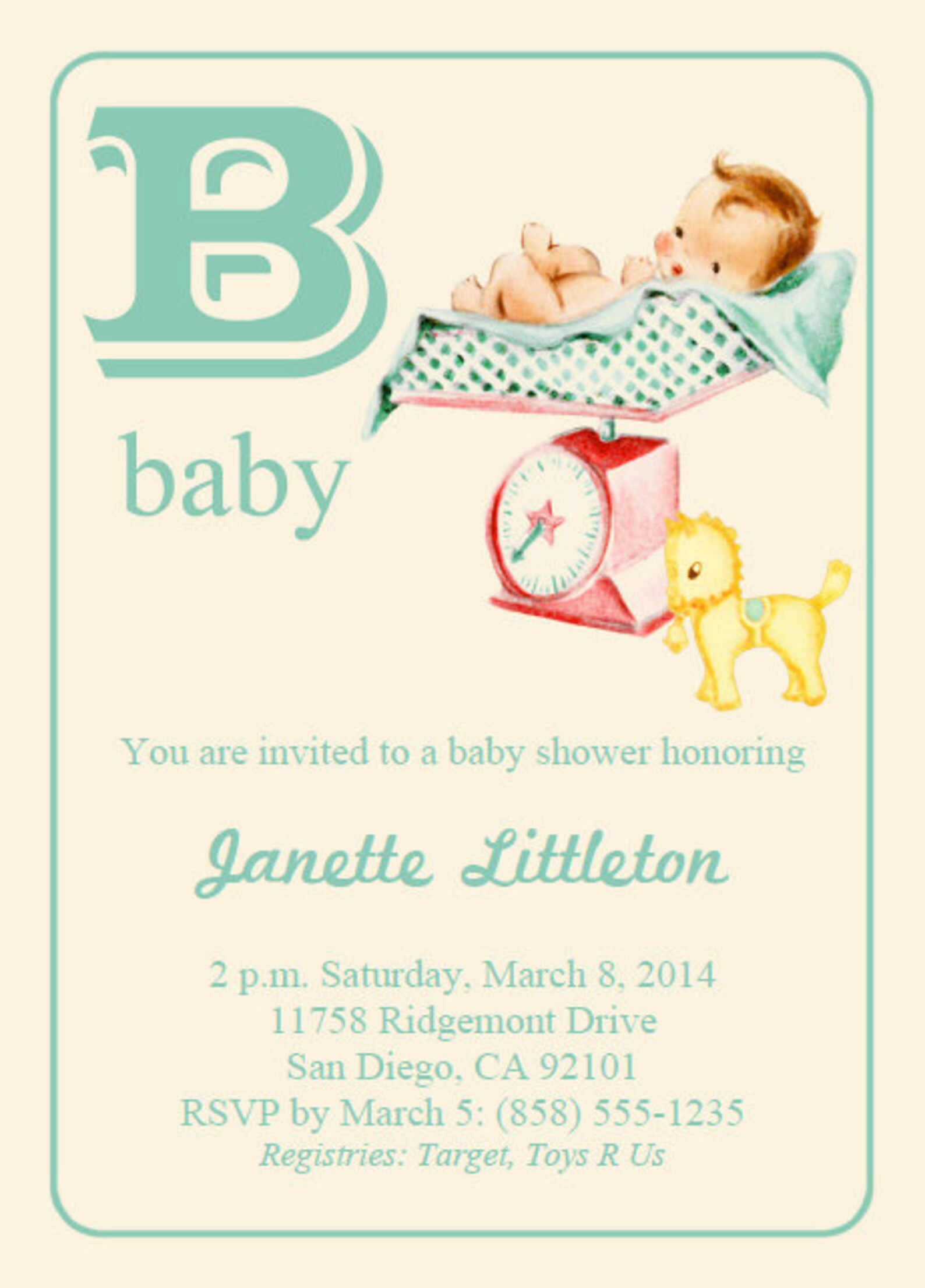 Printable Vintage Baby Shower Invitation in Alphabet Flashcard - Etsy