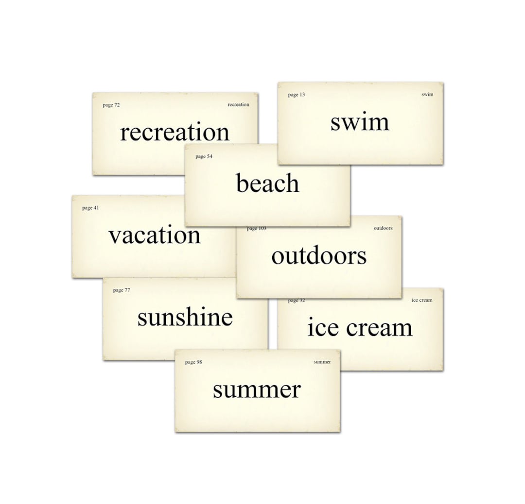 Digital Vintage Summer Vocabulary Flash Cards / 2" by 4"/ Downloadable ...