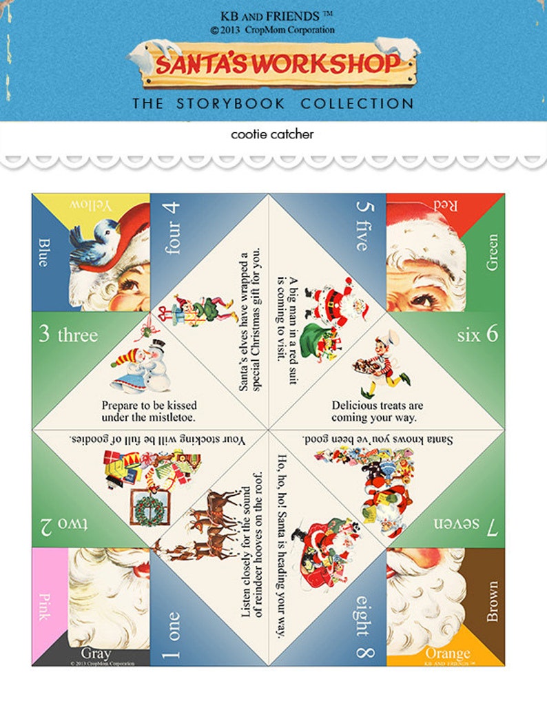 Digital Christmas Cootie Catcher / Fortune Teller / Game / DIY - Etsy