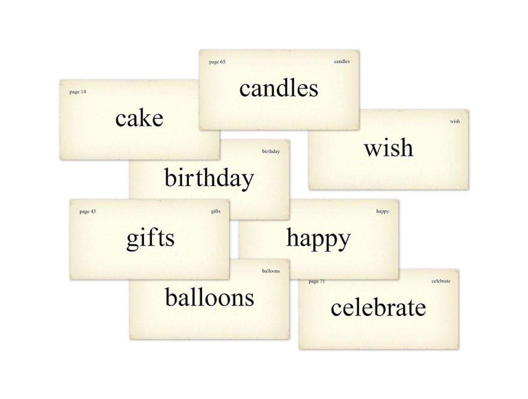 Vintage Style Birthday Flash Cards: Printable Scrapbook Journal ...