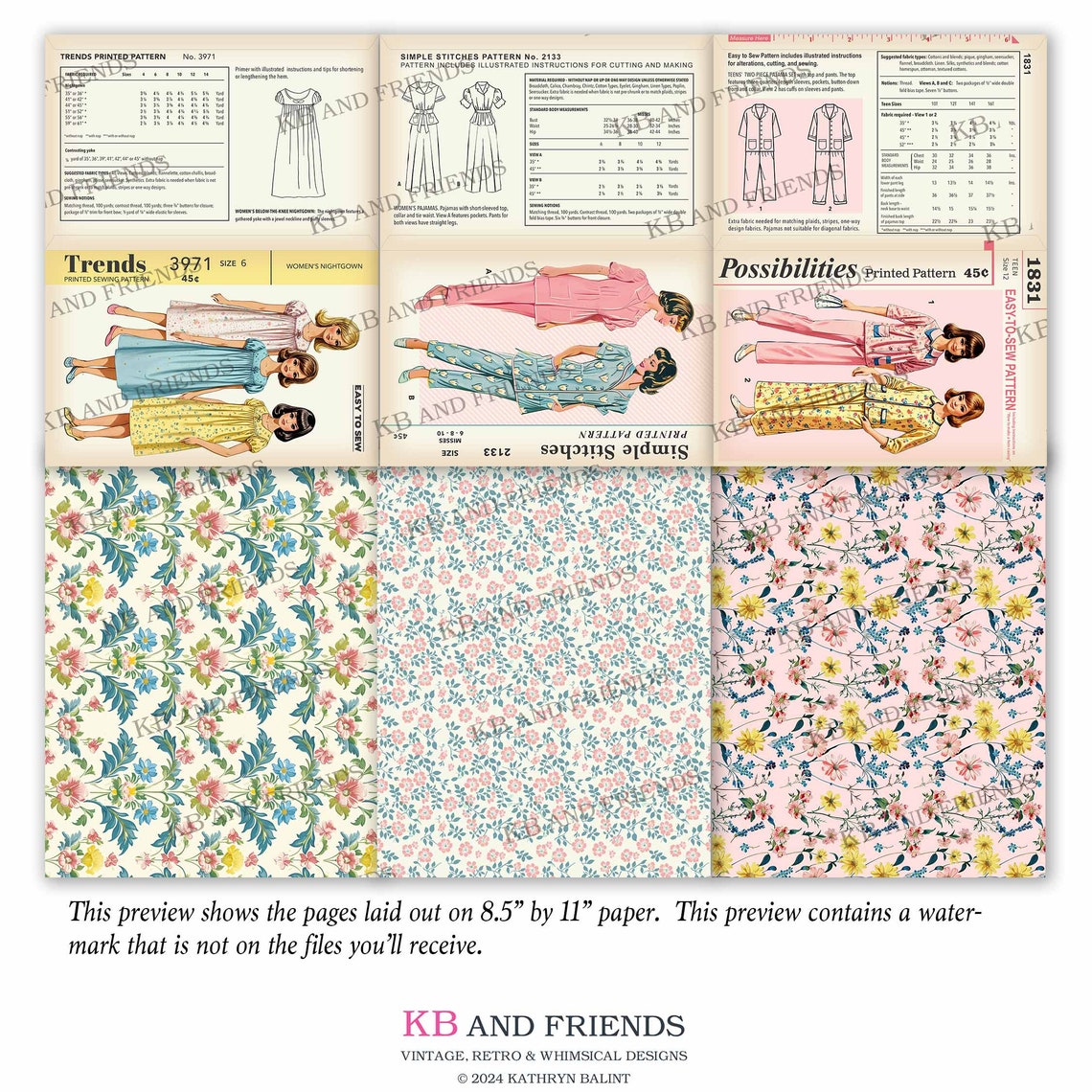 Retro Style Sleepwear Sewing Pattern Album Covers: Scrapbook & Junk ...