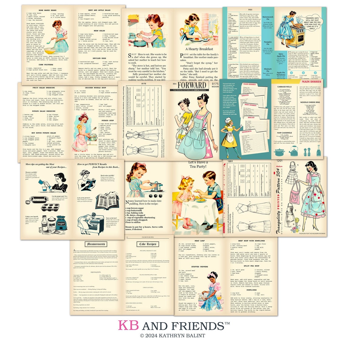 Retro Style Kitchen Journal Pages: Printable Vintage Cooking Themes ...