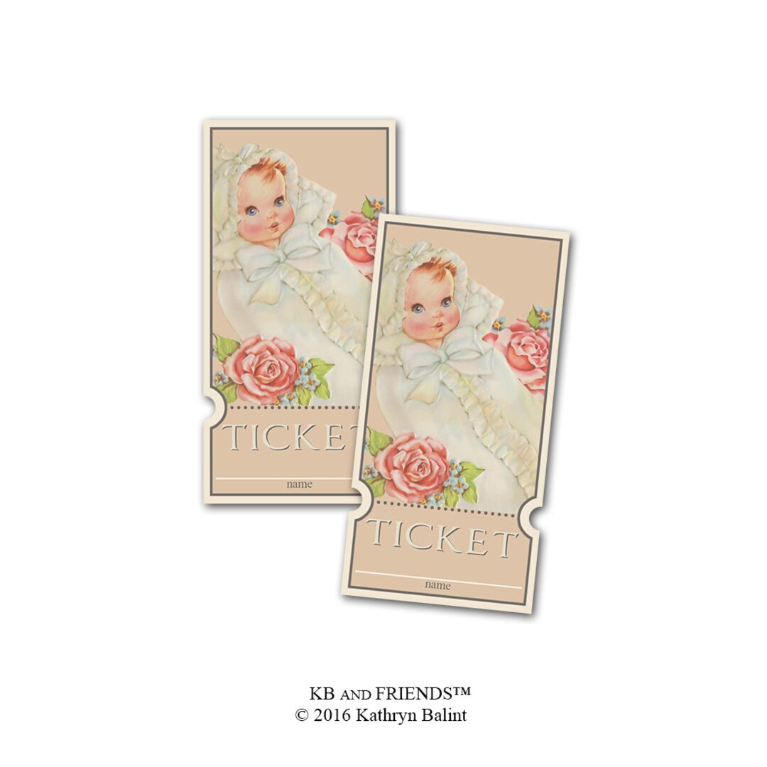 Digital Vintage Baby Shower Raffle Tickets / Gender Neutral Baby ...
