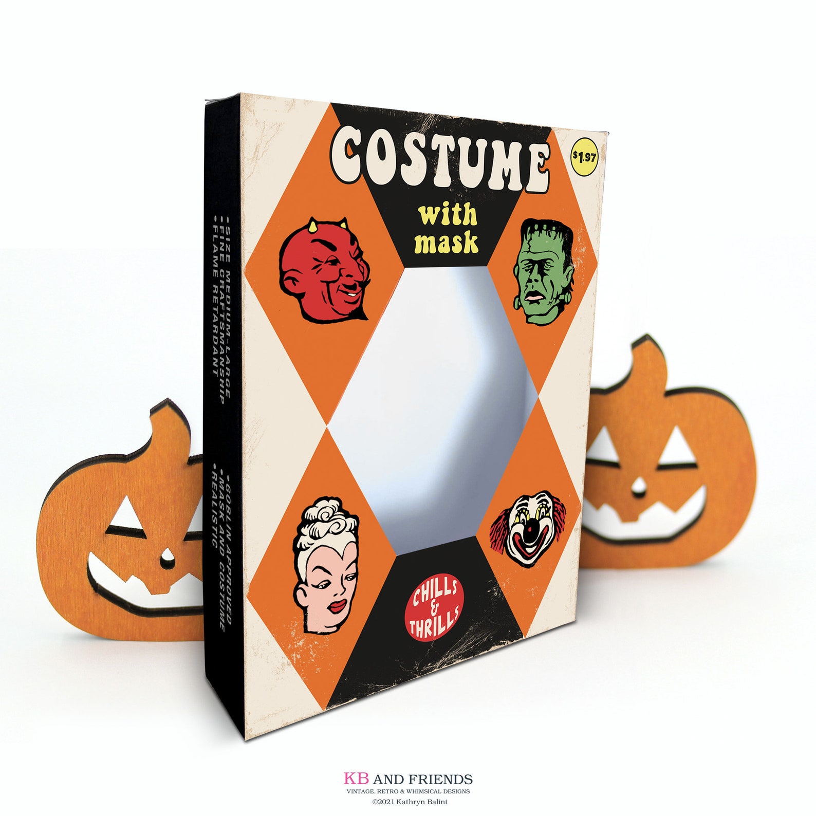 Printable Vintage Halloween Box Costume With Mask / Digital - Etsy