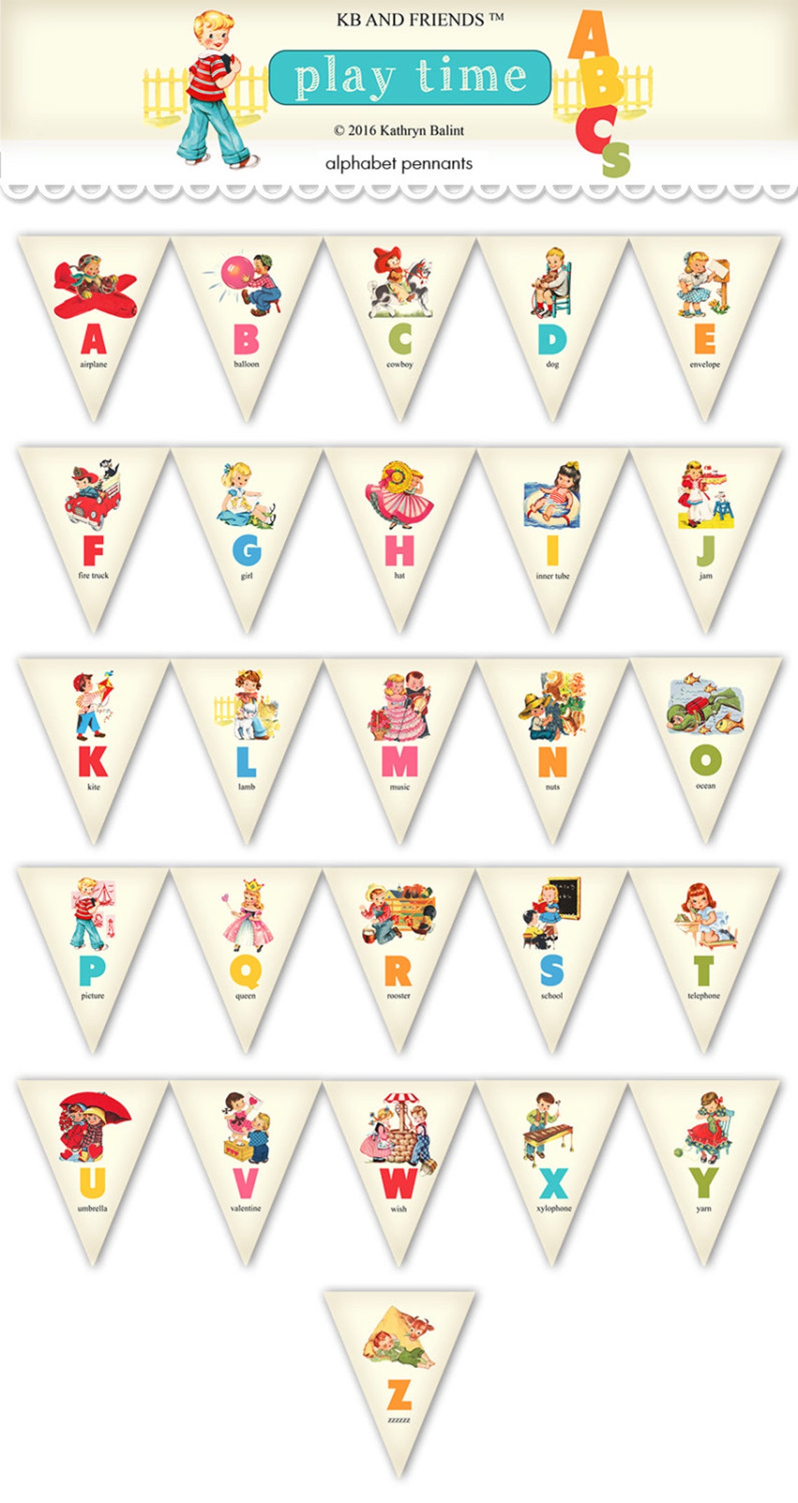 Digital Vintage ABC Banner / DIY / Printable Alphabet Pennants - Etsy