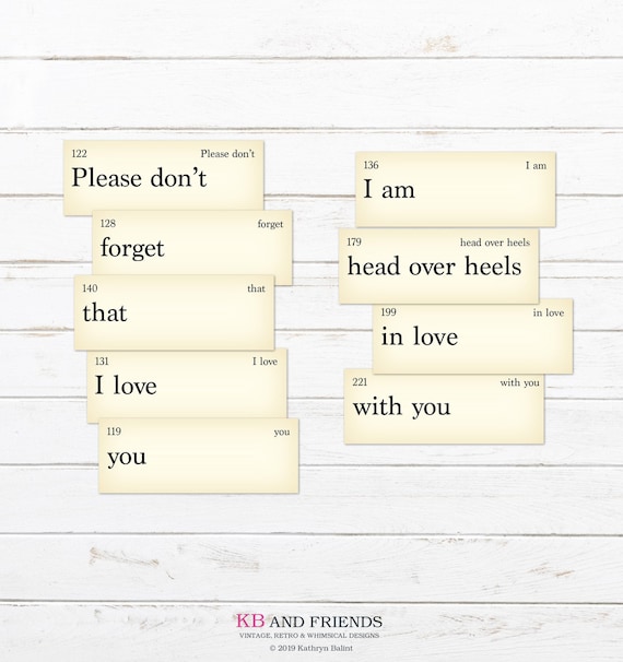 Digital Flash Cards / love sayings / 12 vocabulary flashcards, two ...