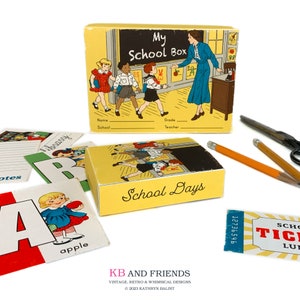 Printable Retro 60s Style School Boxes / One 5" X 7" X 1.25" and One 3 ...