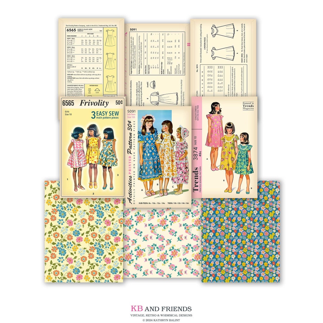 Retro Style Sewing Pattern Covers: Printable Frivolity Scrapbook & Junk ...