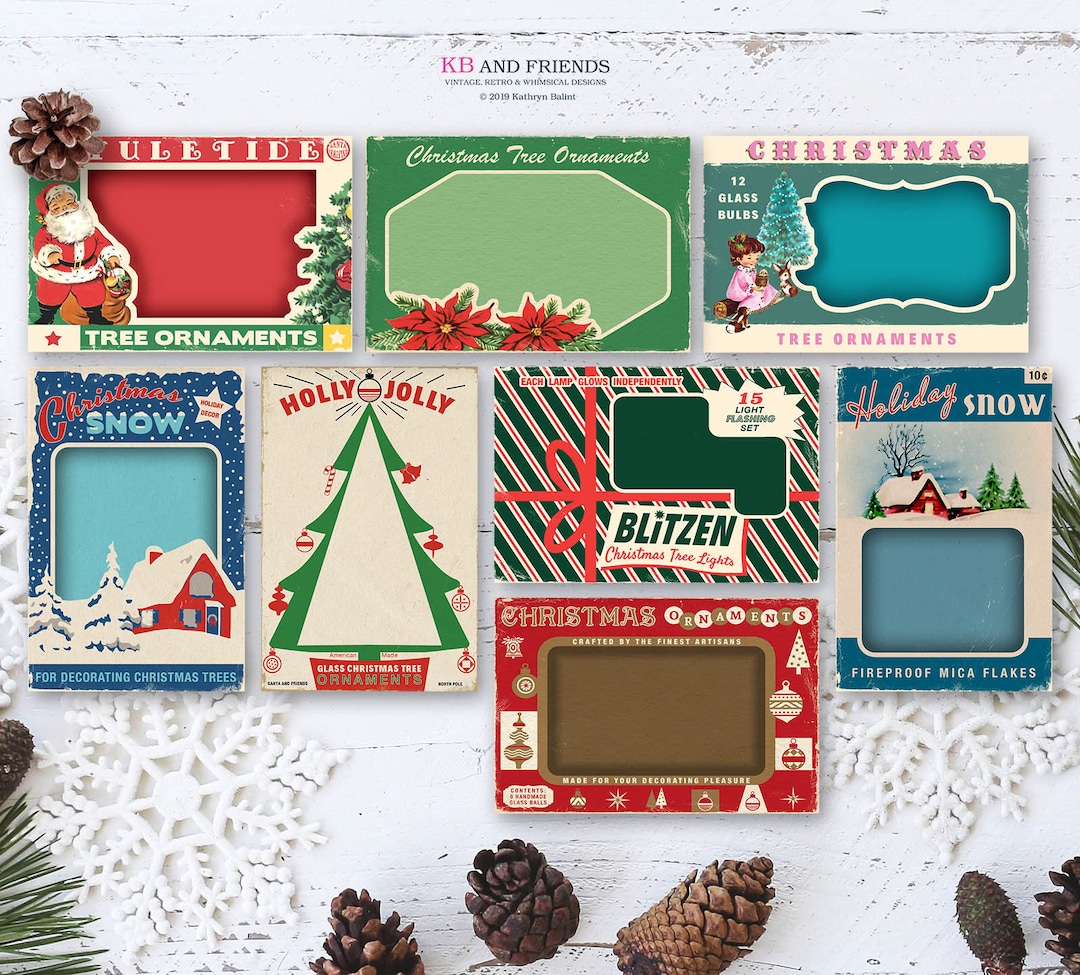 Vintage Style Christmas Box Top Cards: Printable Scrapbook Journal ...