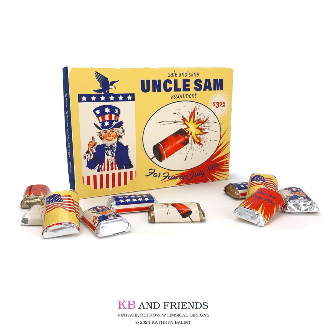 Printable Vintage Style Uncle Sam's Fun on July 4 Box With Candy ...