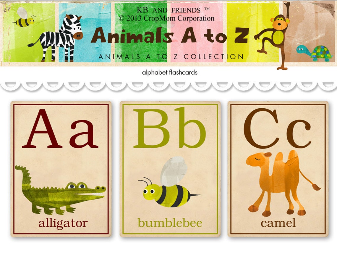 Digital Animal ABC Alphabet Flashcards / Downloadable / - Etsy