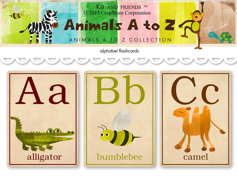 Digital Animal ABC Alphabet Flashcards / Downloadable / Printable / 3 ...