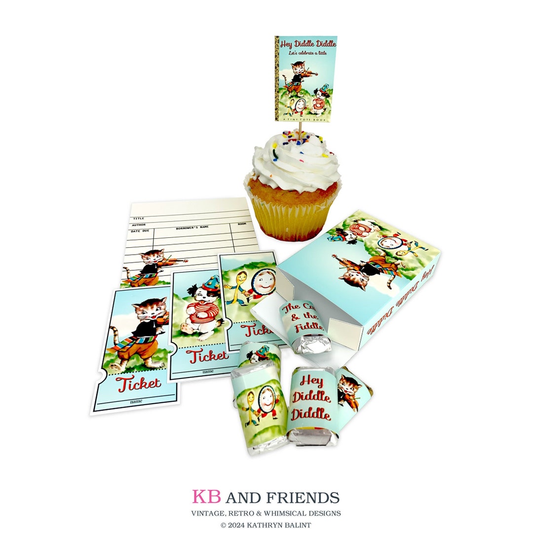 Printable "hey Diddle Diddle" Nursery Rhyme Retro-style DIY Party Kit ...