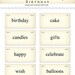 Digital Vintage Birthday Vocabulary Flash Cards / 2" by 4 ...
