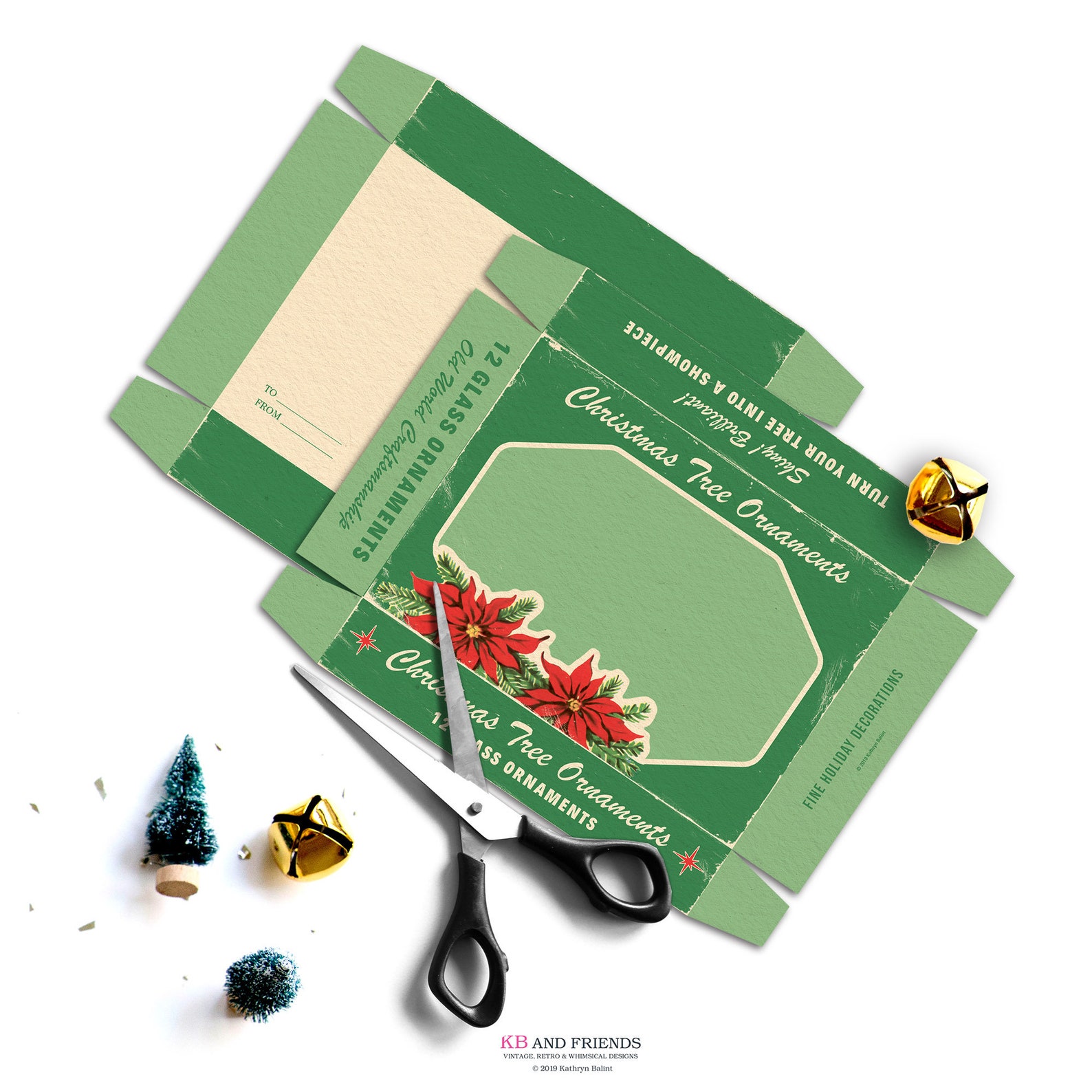 Vintage Christmas Printable Gift Box / Digital 5 by - Etsy