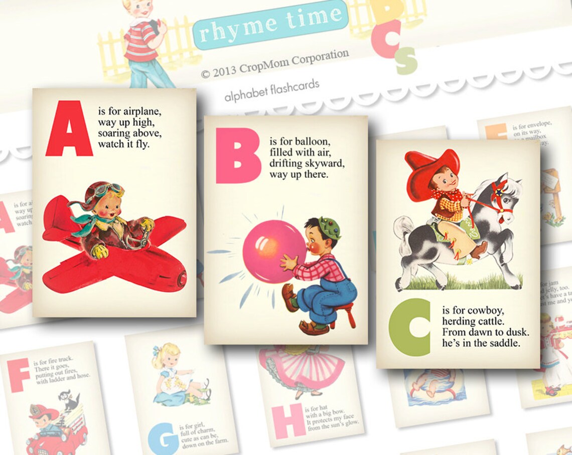 Rhyming ABC flashcards / printable alphabet flashcards / | Etsy