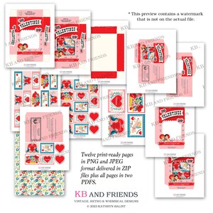 Retro Style Valentine's Day Box: Tweetheart Printable Cards, Envelopes ...