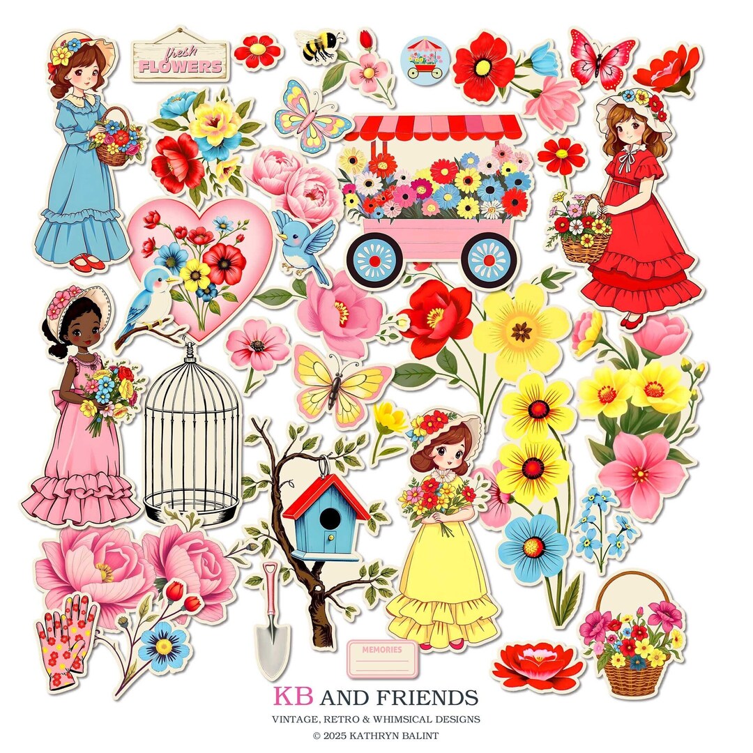 Fresh Flowers Vintage Style Girls Printable: Junk Journal and Scrapbook ...