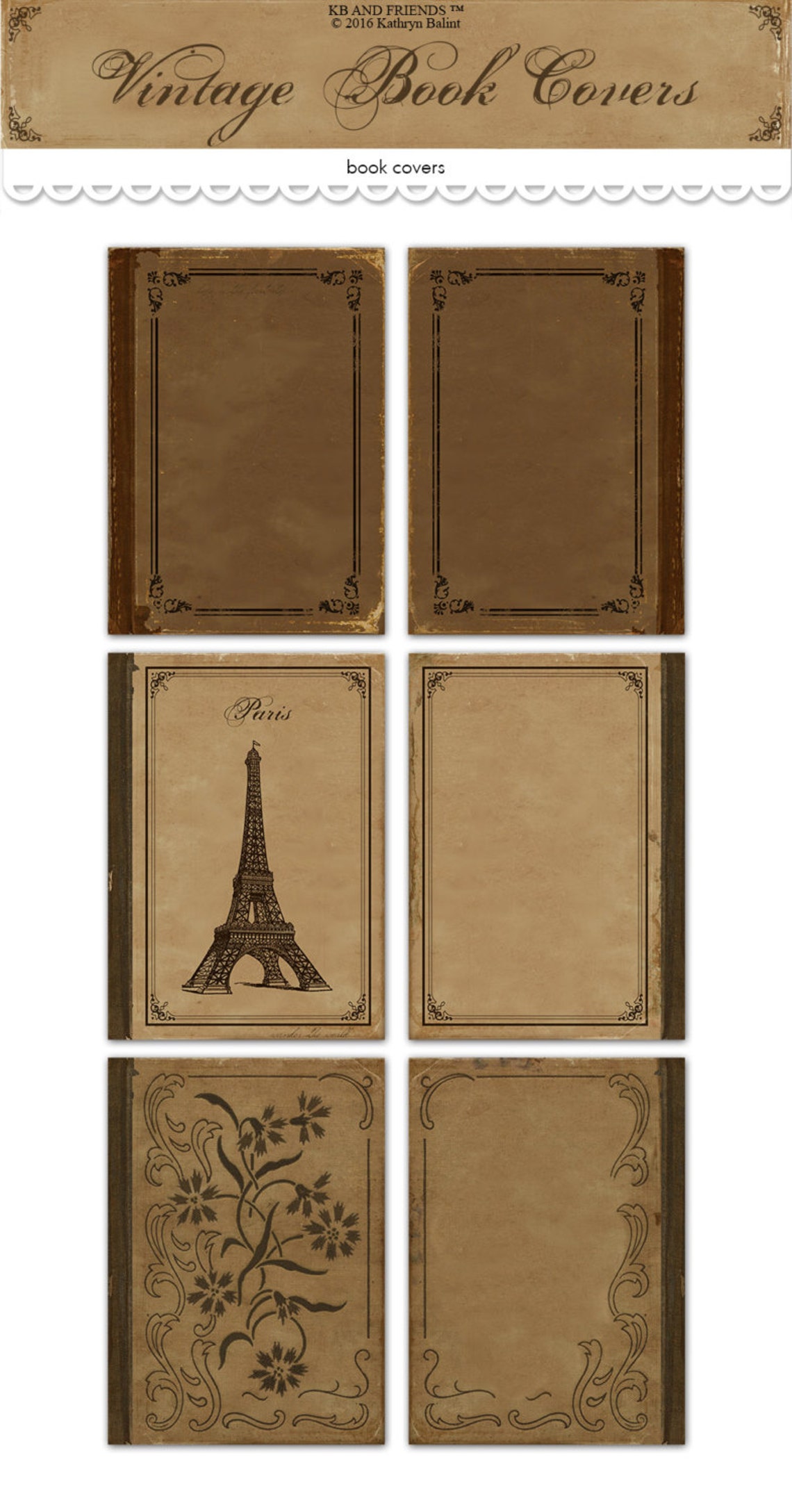 Vintage Book Covers Printable Scrapbook Book Covers Etsy