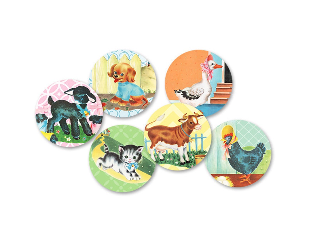 Vintage Style Mother Goose Animal Circles: Printable Nursery Rhyme ...