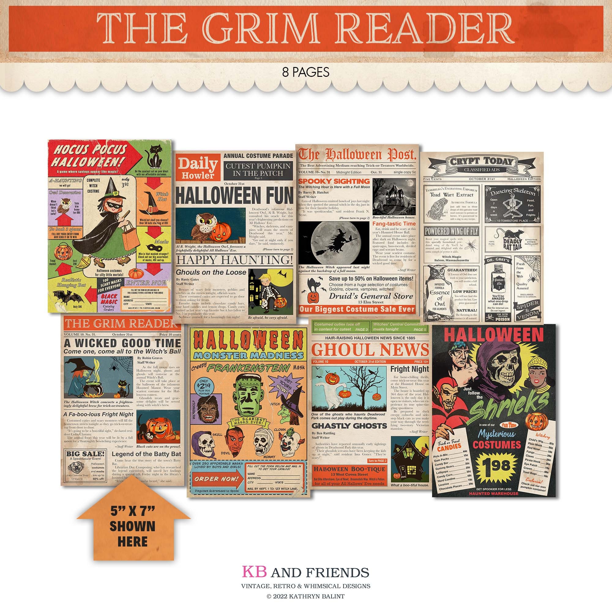 Halloween Grim Reader Newspaper Printables: Vintage Style Ads & Pages ...