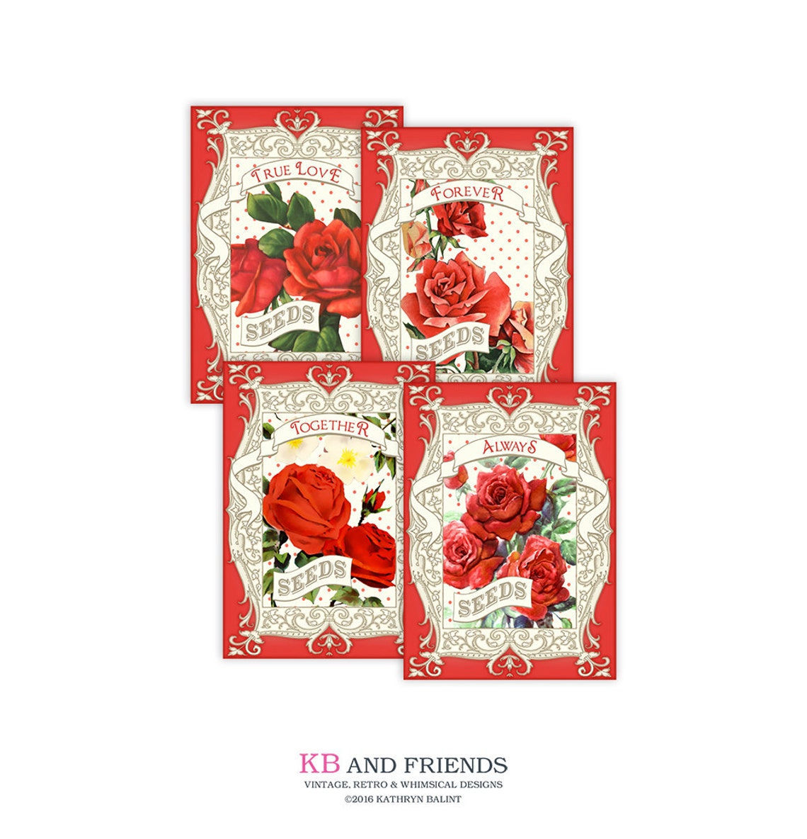 Digital Floral Rose Seed Packets / Printable Vintage Rose | Etsy