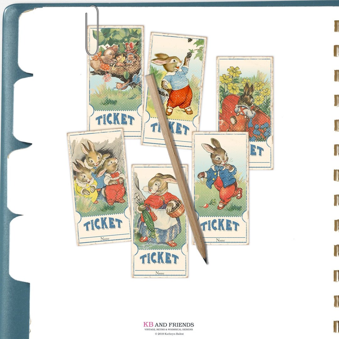 Printable Bunny Raffle Tickets: Vintage Style Baby Shower (digital ...
