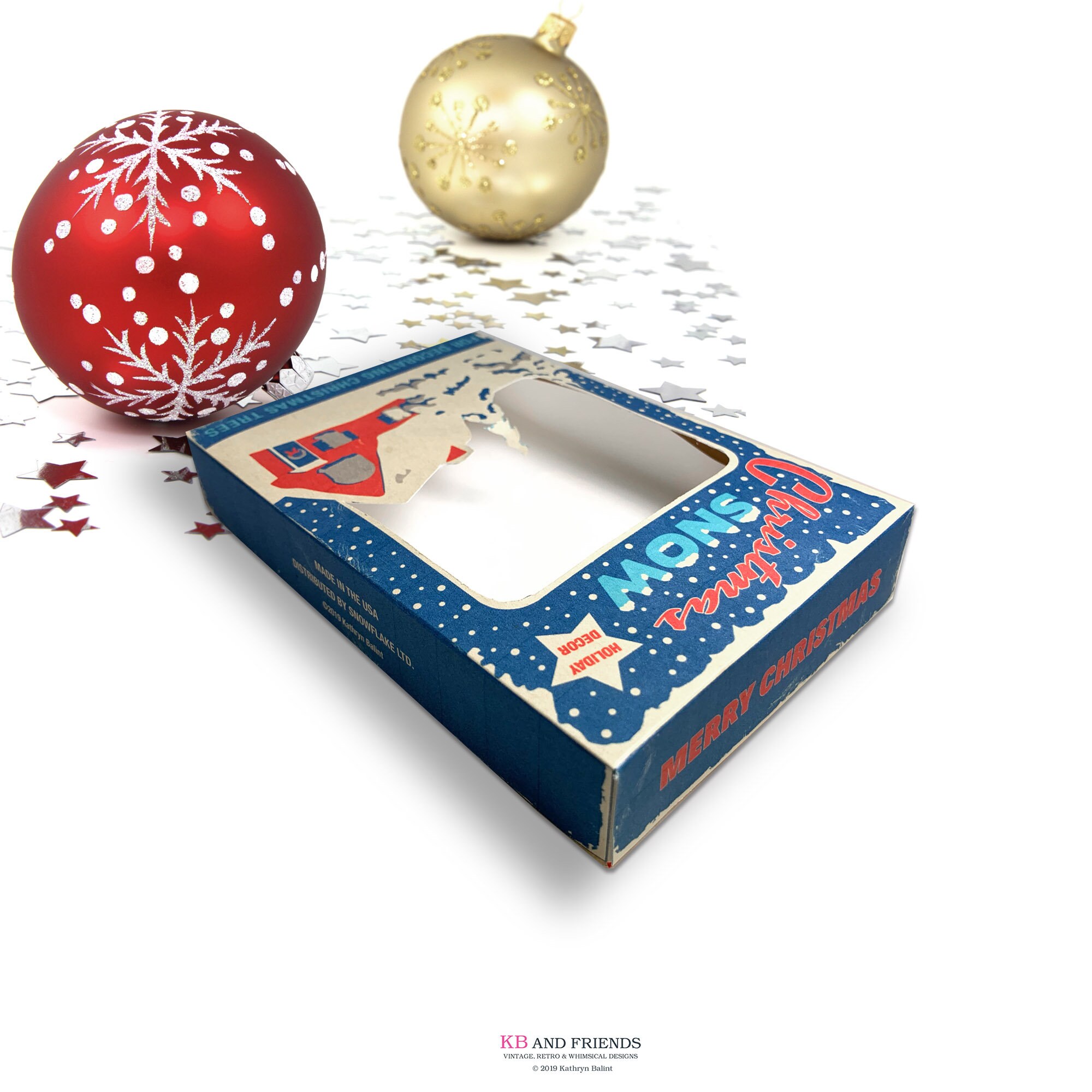 Retro Christmas Tree Snow Box / Printable 6 by 4 - Etsy